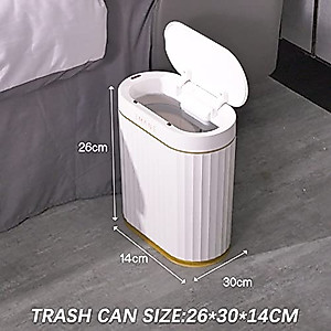 EMANE Motion Sensor Smart Garbage Bin with No Show Trash Bag Design - Durable & Waterproof Smart Trash Can for Bathroom - Slim Bathroom Trash Cans with Lids Fit Anywhere - Quiet Motion Trash Can