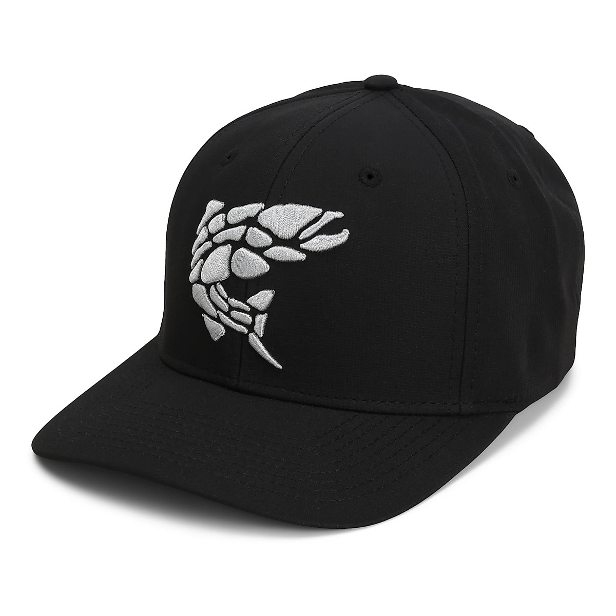 Paramount Outdoors Rock Fish 3-D Puff Embroidery Fishing Hat Salmon Trout Fly Fishing Baseball Cap (Black)