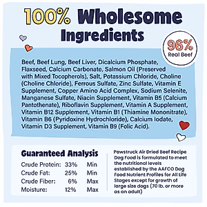 Pawstruck All Natural Air Dried Dog Food with Real Beef, Grain Free, Made in USA, Non-GMO, Vet Recommended, High Protein Limited Ingredient Full-Feed, All Breeds & Ages, 2.5oz Trial Bag