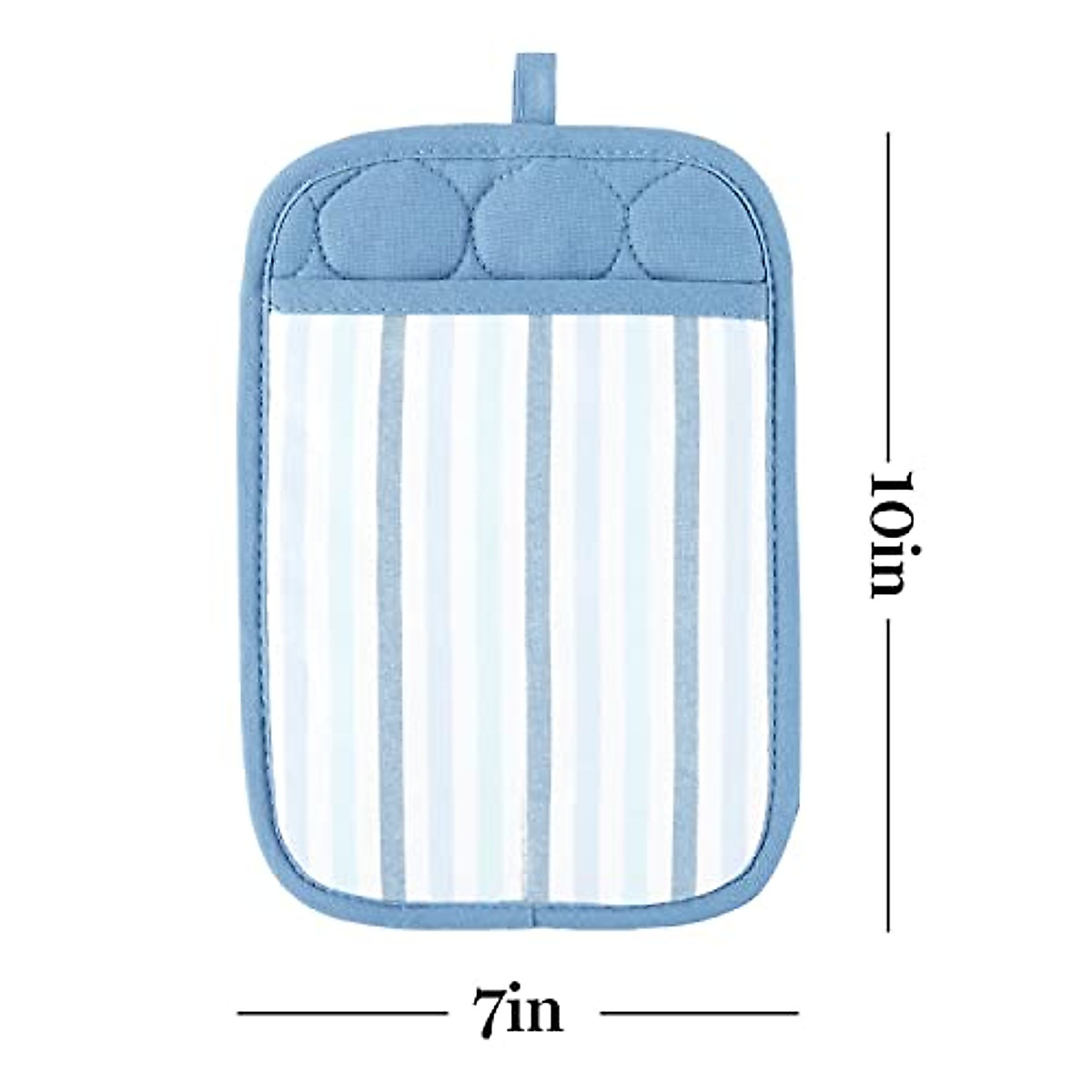 Martha Stewart Daisy Stripe Pot Holder Set 2-Pack, Blue, 7"x10"