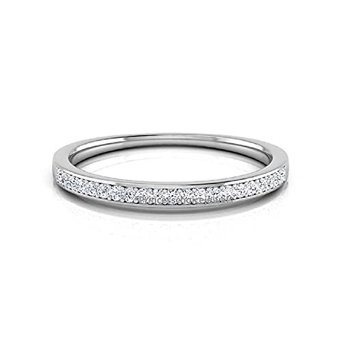 PB Collection Ladies Half Eternity 925 Sterling Silver Stackable Band Ring Cubic Zirconia Wedding Band Ring for Women Channel Setting 5