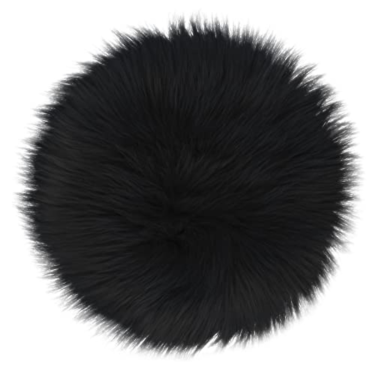 Sibba Faux Fur Fuzzy Area Rug Chair Pad Protectors 30 cm Black Small Round Cover Pillow Cushion Carpet Mat Desk Sofa Seat Couch for Living Room Kids Bedroom Home Decor Photographing Background Craft