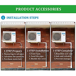 MOOITEK 4" 16.5Ft PVC Decorative Line Set Cover Kit for Ductless Mini Split Air Conditioners Heat Pump System and Central AC(Total Length 16.5Ft), White