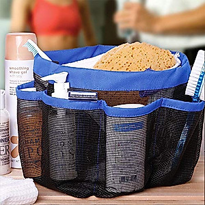 Yescom Aquaterior Mesh Shower Caddy w/ 8 Pockets Quick Dry Portable Rustproof Bath Tote Organizer w/Blue Handle