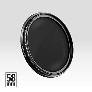 Polaroid Optics 58mm Multi-Coated Variable Range [ND3, ND6, ND9, ND16, ND32, ND400] Neutral Density Fader Filter ND2-ND2000 - Compatible w/ All Popular Camera Lens Models