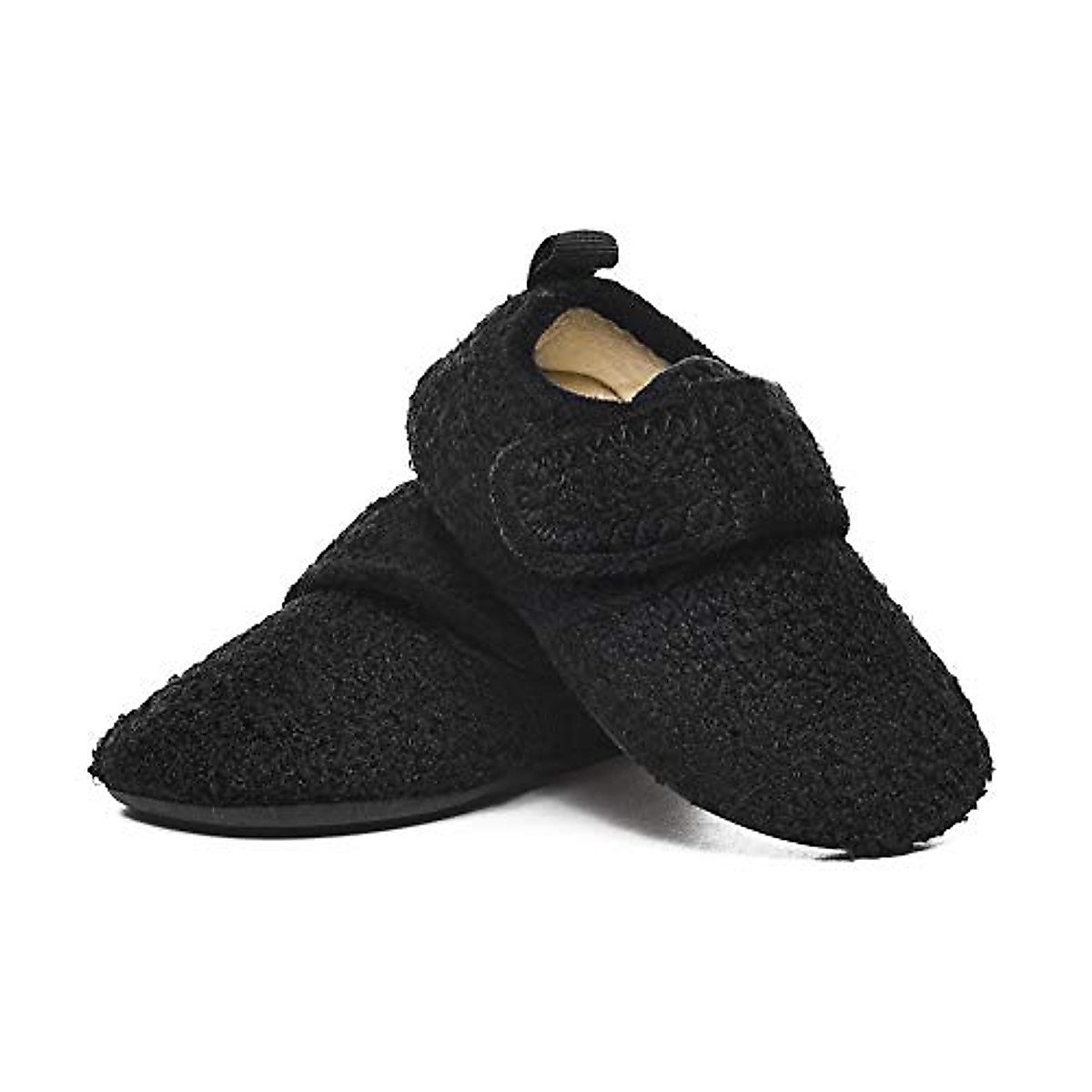 HONCAN Toddler Kids Winter Warm House Slippers Shoes Home Bedroom Indoor Outdoor Anti-Slip Rubber Sole For Baby Boys and Girls(HC22206Black25)