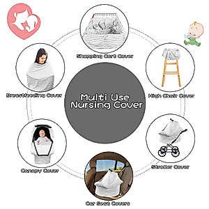 Baby Car Seat Covers Mesh Zipper Peep Window Nursing Cover Breastfeeding Scarf Baby Carseat Canopy Infant Stroller Cover Baby Shower Gifts for Girls and Boys Mothers Day Gifts (Grey Stripe)