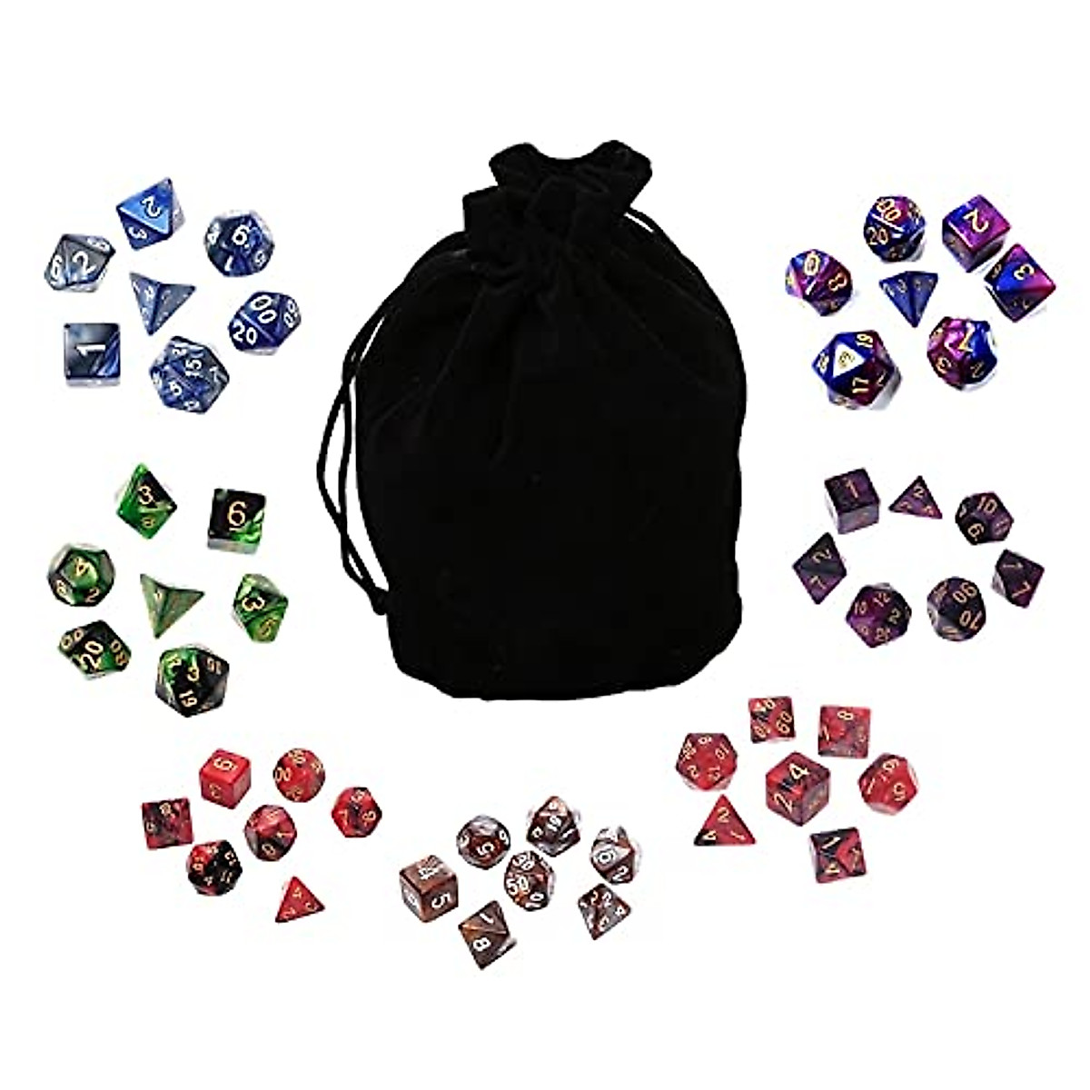 SUWEILE SZSZ 49 Pcs Resin Assorted Polyhedral Dices with Pouch for DND RPG MTG Game Toys D4 D6 D8 D10 D% D12 D20 0212