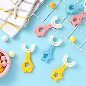 Mimorou 12 Pieces Kids U Shaped Toothbrush Soft Silicone Tooth Brushes Head 360 Degree Whole Mouth Toothbrush for Children Toddler (Classic Style)