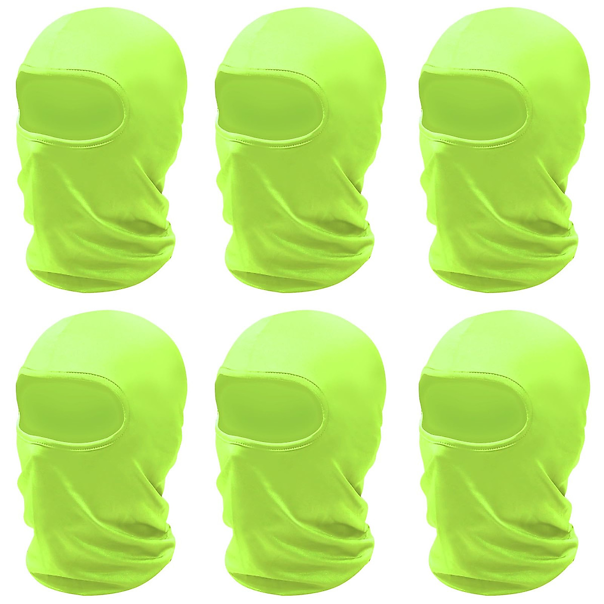 SHEVERCH 6 Pack Neon Green Ski Mask Men Women Windproof Sun Potection Balaclava Full Face Mask Motorcycle Football