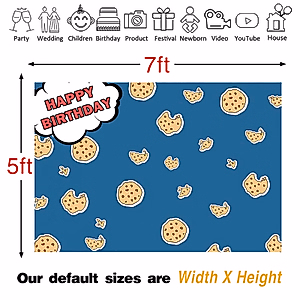 Blue Cookie Backdrop Happy 1st Birthday Party Photography Background Cookie Theme Birthday Party Backdrop Banner Newborn Baby Shower Decoration Party Background Photo Studios Props Banner 7x5FT