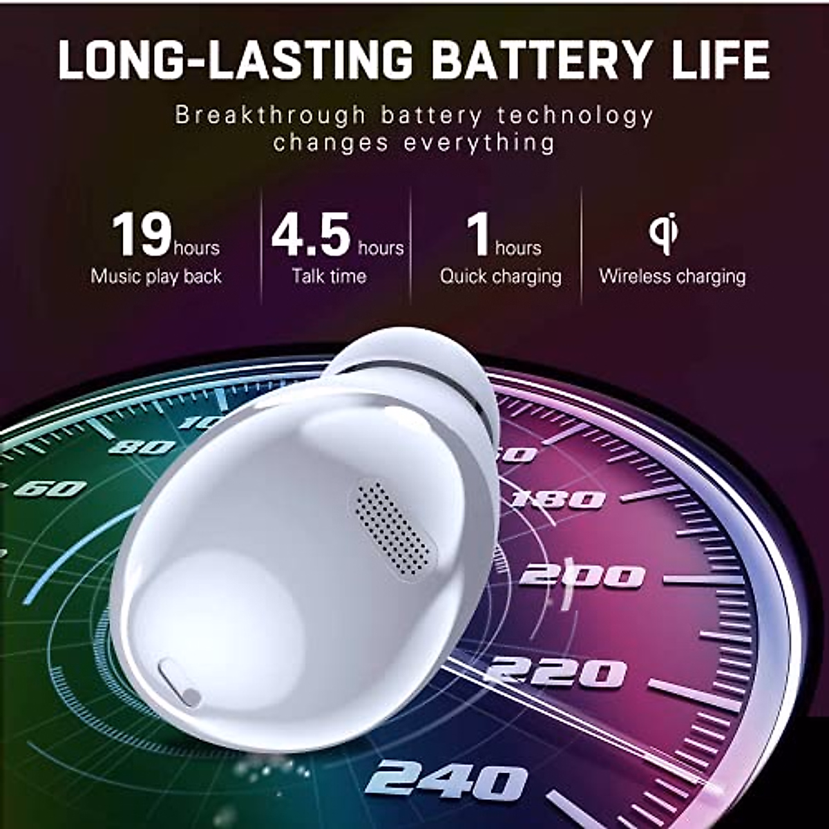 UrbanX Street Buds Pro Bluetooth Earbuds for Motorola Moto G7 Power True Wireless, Noise Isolation, Charging Case, Quality Sound, Sweat Resistant, Silver White (US Version)