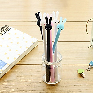 Bluelans 4Pcs Kawaii Rabbit 0.38mm Black Ink Gel Pens Stationery Office School Supplies Rollerball Pens