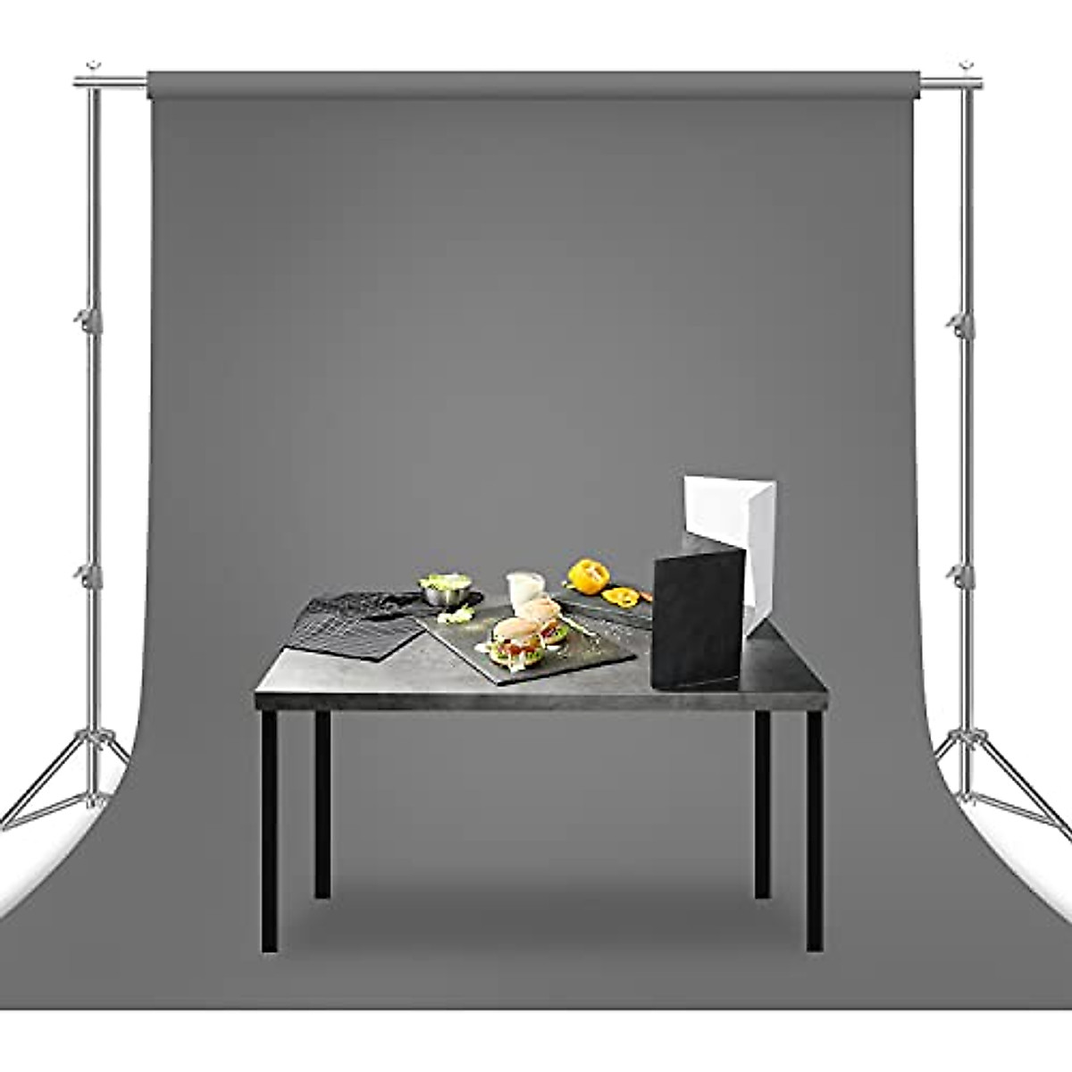 Julius Studio 6 ft. x 9 ft. Pure Gray Background Backdrop Screen, Superior 150GSM Higher Density Thicker Synthetic Fabric Material for Professional Studio, Family Events, Grey Video Shooting, JSAG105