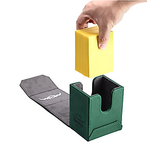 Zoopin Leather Deck Box-Green for Collectible Cards-MTG,Yugioh,Pokeman,TES Legacy,Munchkins CCG Decks and Also Small Tokens or Dice- Hold 80 Sleeved Cards or 150 Naked Cards …