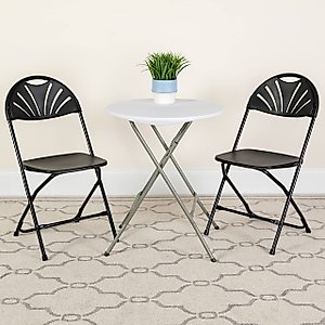 EMMA + OLIVER 8 Pack 650 lb. Capacity Black Plastic Fan Back Folding Chair