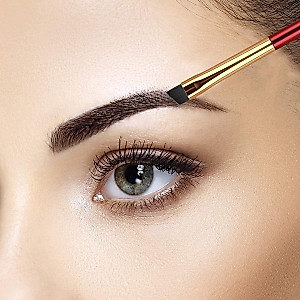 ENERGY Eyebrow Brush Angled Gel Eyeliner Makeup Brush L111 Ultra Thin Slanted Pro Liner Brush Firm Stiff Synthetic Bristles for Cream Brow Defining Applicator Red
