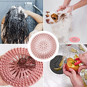 Drain Hair Catcher, Durable Silicone Hair Stopper for Shower Drain Cover Bathroom Tub, Drain Strainer to Catch Hair Easy to Install and Clean Suit for Bathtub Kitchen Sink Shower Floor (4Pcs)