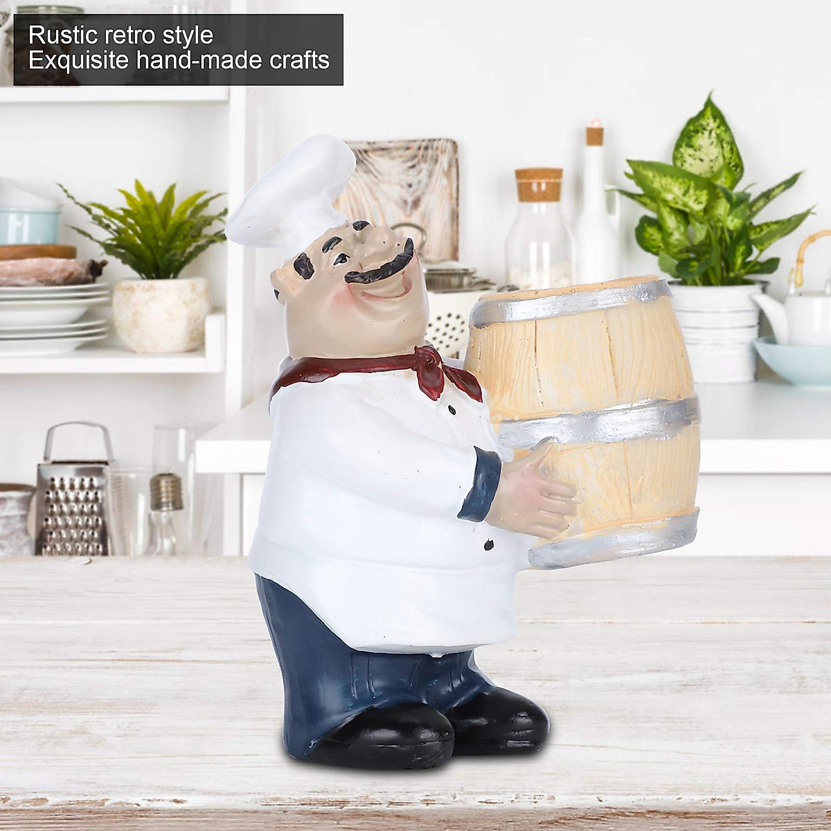 Chef Figurines Toothpick Holder, Resin Toothpick Dispenser with Italian Chef Statue for Kitchen Counter Restaurant Coffee Shop Decor