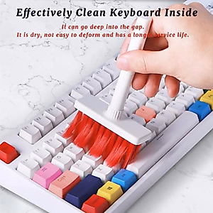 Keyboard Cleaner 5 in 1 Multi-Function Cleaning Soft Brush Airpod Cleaner Kit,Computer/Laptop Cleaner with Keycap Puller, for Bluetooth Earphones Lego Laptop Airpods Pro Camera Lens Electronics (Red)