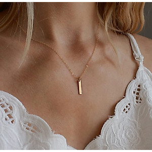 Aghfacy Dainty Bar Necklace for Women | Cute Bar Pendant Choker | Bar Necklace Gold | Tiny Bar Pendant Necklaces | Layered Bar Necklace