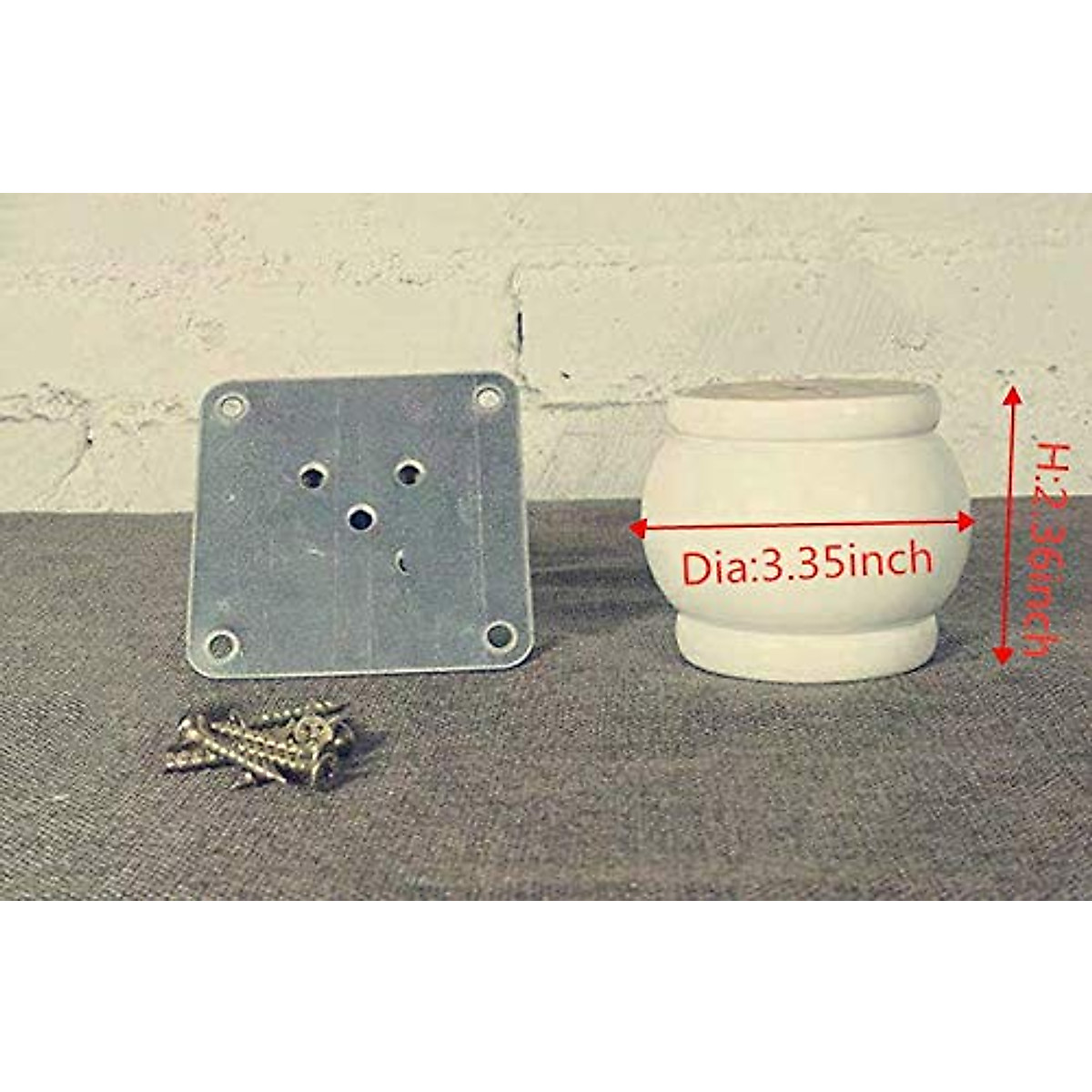 Mysummer 4PCS Round Furniture Bun Feet Replacement for Armchair Couch Sofa Cabinet Chair Loveseat Ottoman Dresser Legs … (Creamy White)