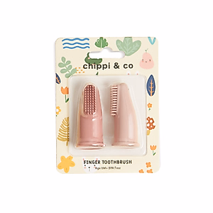 Chippi & Co Baby Silicone Finger Toothbrush BPA Free Dental Care for Newborn Baby Boy Girl 0 3 6 Sensory Development Toy (Pink)