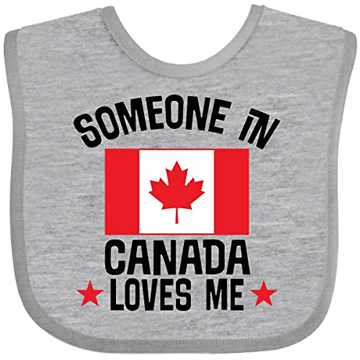 inktastic Someone in Canada Loves Me Baby Bib Heather Grey 3cade