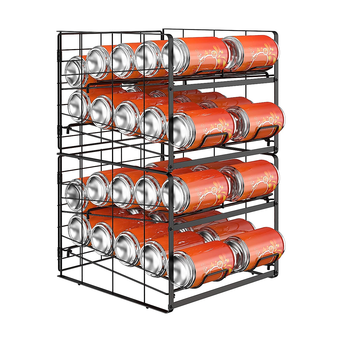 OYEAL Pantry Can Organizer, Stackable Soda Can Organizer for Pantry Beverage Holder Dispenser for Cabinet, Refrigerator, Holds 20 Cans Each, 2 Pack