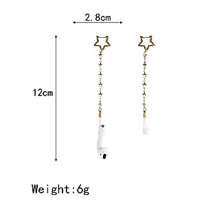 Gold Star Airpod Earrings Anti Lost Earring Strap for Airpods Anti Lost Strap for Airpods Pro, Wireless Earphone Holder Strap Compatible for Airpods 1&2&3/Pro