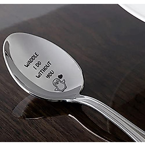 Valentine's Day Gift | Gift for Husband | Birthday Christmas Gifts | Penguin Gift | Cute Penguin Gift for Couples | Boyfriend Gift | Waddle I Do Without You - 7inch Stainless Steel Spoon