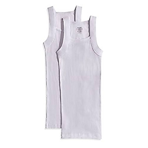 2(X)IST Men's Essential Cotton Square Cut Tank 2-Pack Pure White, Medium