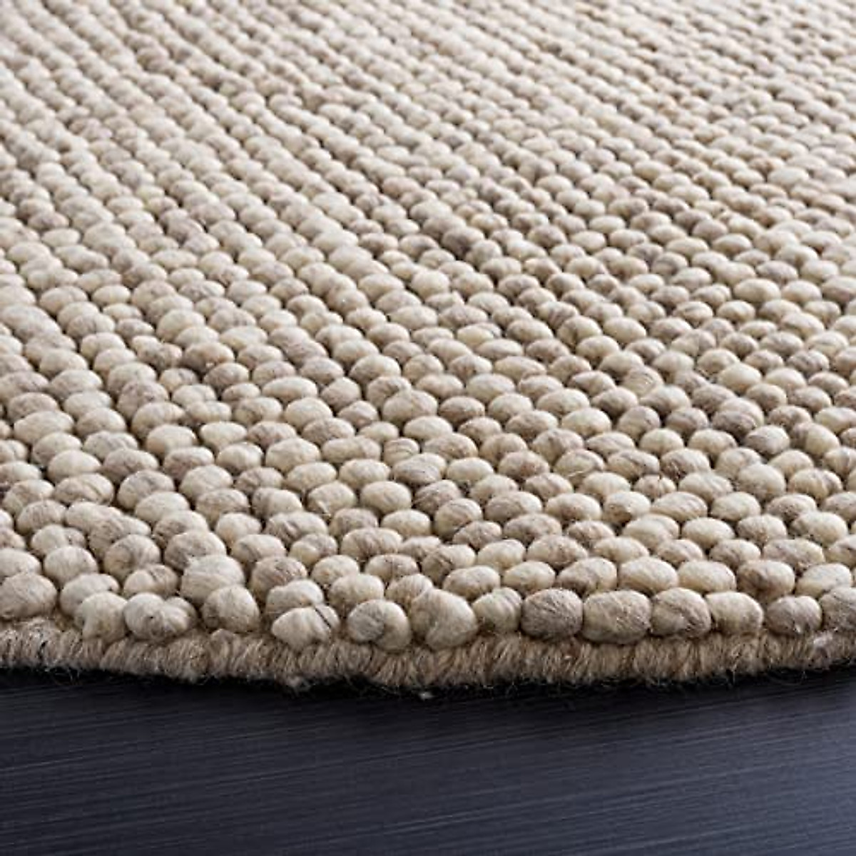 SAFAVIEH Natura Collection 6' Round Beige NAT620B Handmade Wool Entryway Foyer Living Room Bedroom Area Rug