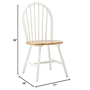 Boraam Farmhouse Chair,Leather, White/Natural, Set of 2