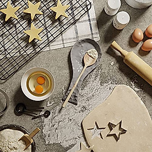 Barnyard Designs Ceramic Spoon Rest for Kitchen Counter or Stove Top, Decorative Cooking Utensil or Spatula Holder, Farmhouse Kitchen Decor, Grey, 9.25" x 4"