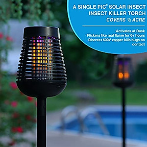 PIC Solar Insect Killer Torch (DFST), Bug Zapper and Accent Light, Solar Bug Zapper - Kills Bugs on Contact