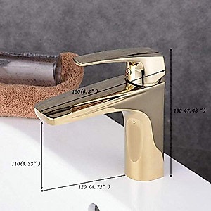 Y-LKUN Bathroom Taps Basin taps Gold Bathroom Basin Monobloc Solid Brass Hot Cold Mixer Tap