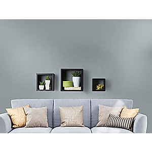 Melannco Floating Wall Square Cube Shelves for Bedroom, Living Room, Bathroom, Kitchen - Wood, Set of 3, Espresso