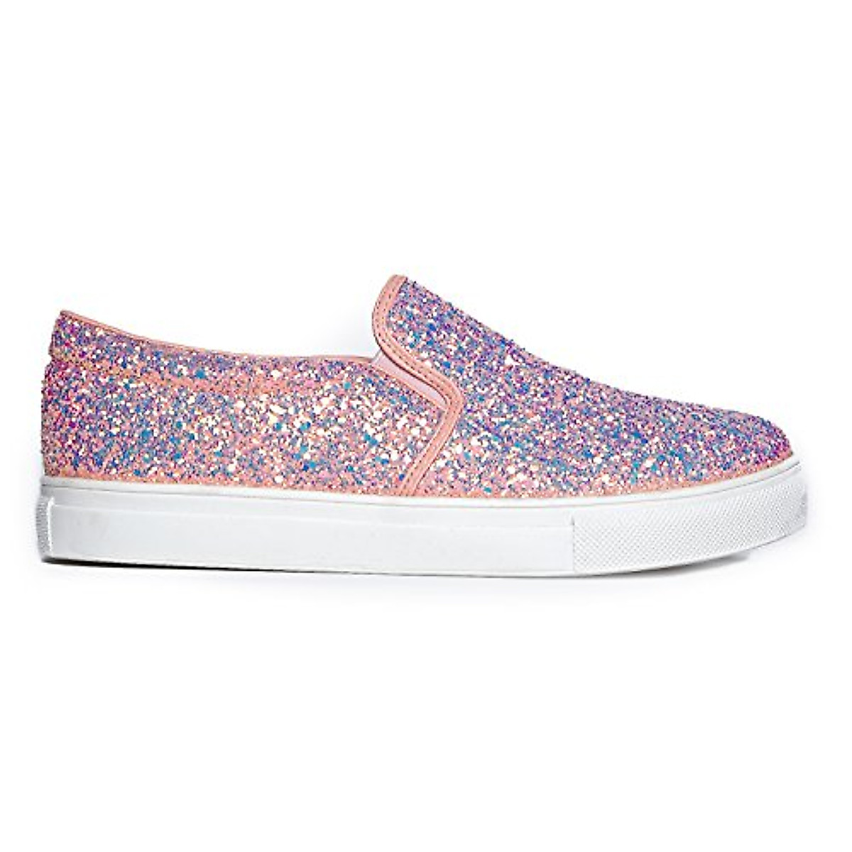 J. Adams Glimmer Sneakers for Women - Casual Glam Slip On Walking Shoes - Pink Glitter - 8