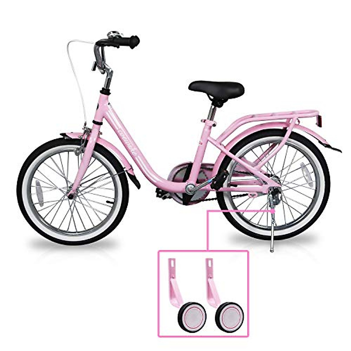 COEWSKE Kid's Bike Steel Frame Children Bicycle 18 Inch with Training Wheel (Pink, 18 Inch)