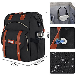 FALANKO Laptop Backpack for Women, Work Doctor Teacher Nurse Wide Open College School Student 15.6 Inch Laptops Bookbag Purse with USB Charging Port, Travel RFID Computer Bag for Men Women Girls Black