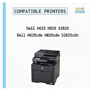 Do it Wiser Compatible Printer Toner Cartridge Replacement for Dell H625cdw H825cdw S2825cdn - High Yield Laser Cartridges 593-BBOW 593-BBOX 593-BBOY 593-BBOZ (2 Blacks 1 Cyan 1 Magenta 1 Yellow)