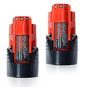 Bdreer 2 Pack 3000mAh 12V Lithium Ion Replacement Battery Compatible with Milwaukee M12 Battery 48-11-2401 48-11-2402 48-11-2411 48-11-2420 12-Volt Cordless Tools