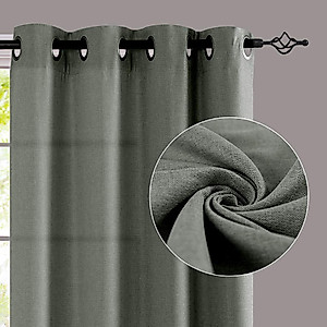 Lazzzy Bedroom Curtains 84 Inches Long 2 Panels Dark Gray Room Darkening Thermal Insulated Linen Textured Window Treatment Set Light Reducing Drapes