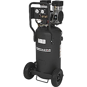 NorthStar Portable Electric Air Compressor - 2 HP, 20-Gallon Vertical Tank, Super-Quiet Operation, Oil-Free Pump, 5.4 CFM @ 90 PSI