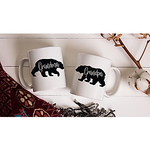 Grandma Bear, Grandpa Bear Mugs - Grandparents Set - 11oz Ceramic Coffee Mug Couples Set - Funny His and Her Gifts - Husband and Wife Or Nana and Papa Christmas Birthday from Grandkids