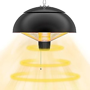 Patio Hanging Heater, Ceiling Mounted Heater, 1500W Outdoor/Indoor Waterproof Electric infrared Hanging Heater with 2 Modes Power (600W/1500W)