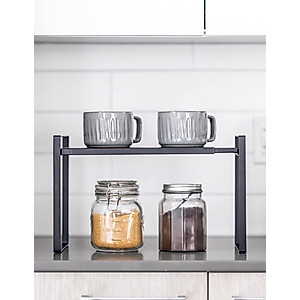 Stackable Cabinet Shelf Organizers, Expandable Kitchen Countertop Organizer - Multi-Functional Cabinet Shelves, Heavy Duty Non-Slip Shelf Riser for Kitchen Pantry, Bathroom, Bedroom Organization