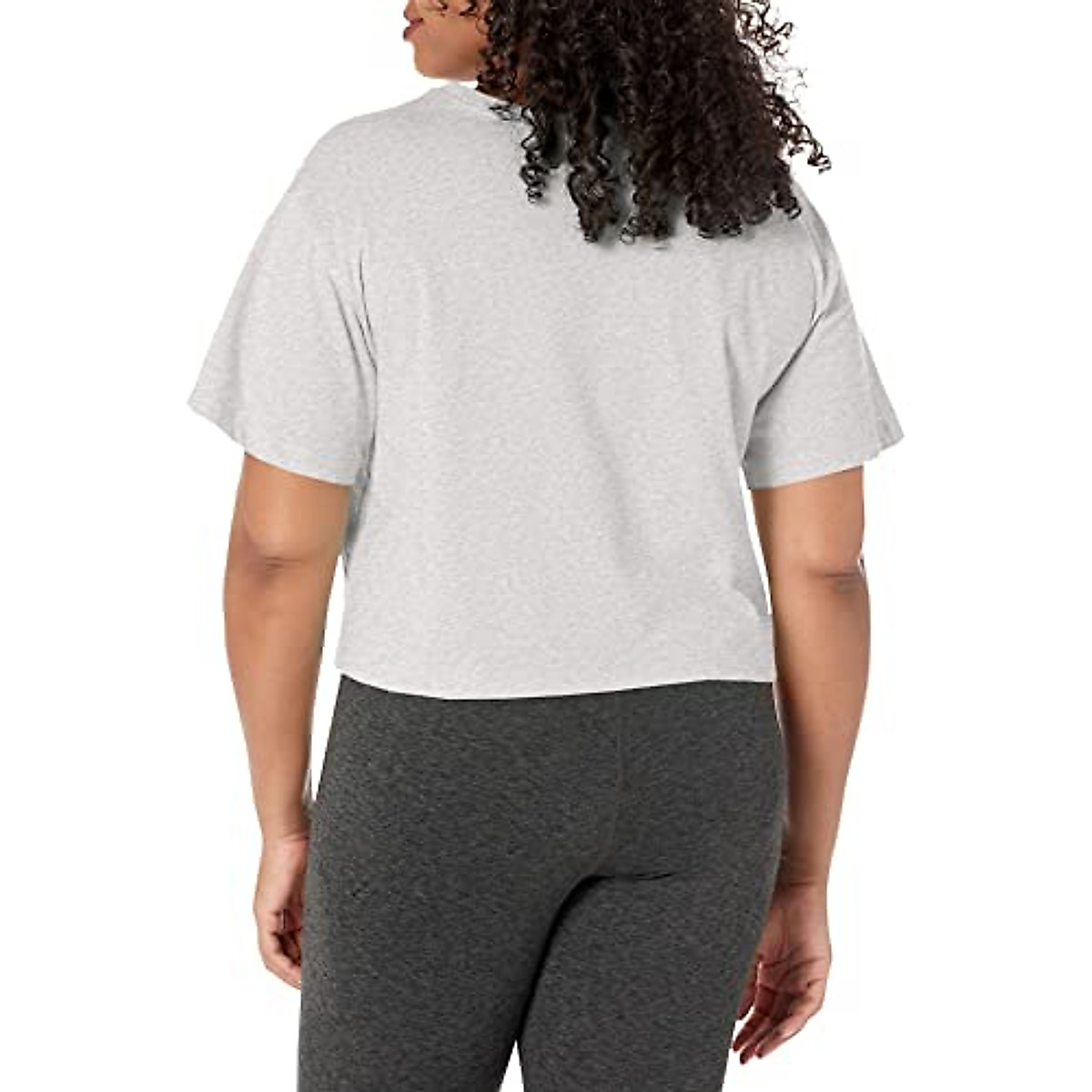 Champion womens Cropped Tee, Script Logo T Shirt, Oxford Gray-550757, Small US