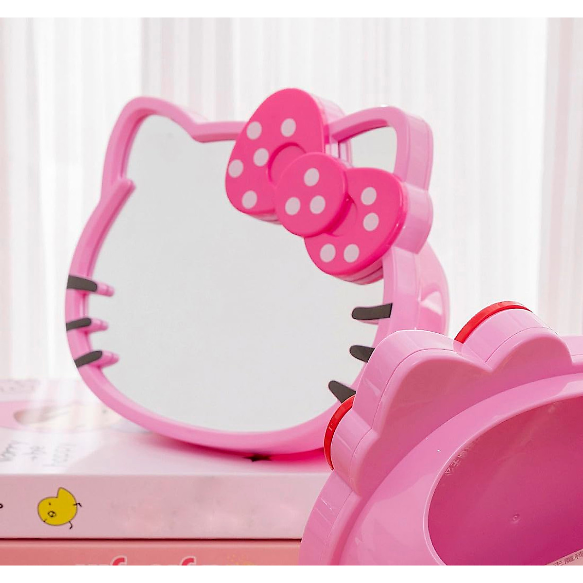 VNSPORT Desk Mirror, Kitty Cat Shape-Kawaii &Vanity Makeup Mirror for You in Bathroom or Bedroom- Pink, Birthday Gift for Hello, Kitty Fans